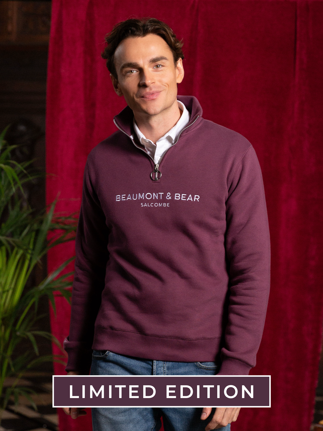 Kingswear Limited Edition Unisex Quarter Zip - Berry – Beaumont & Bear